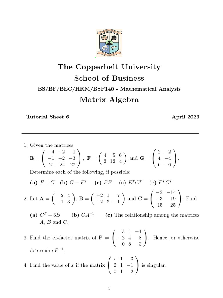 140 Tutorial Sheet 6 - 23 | PDF