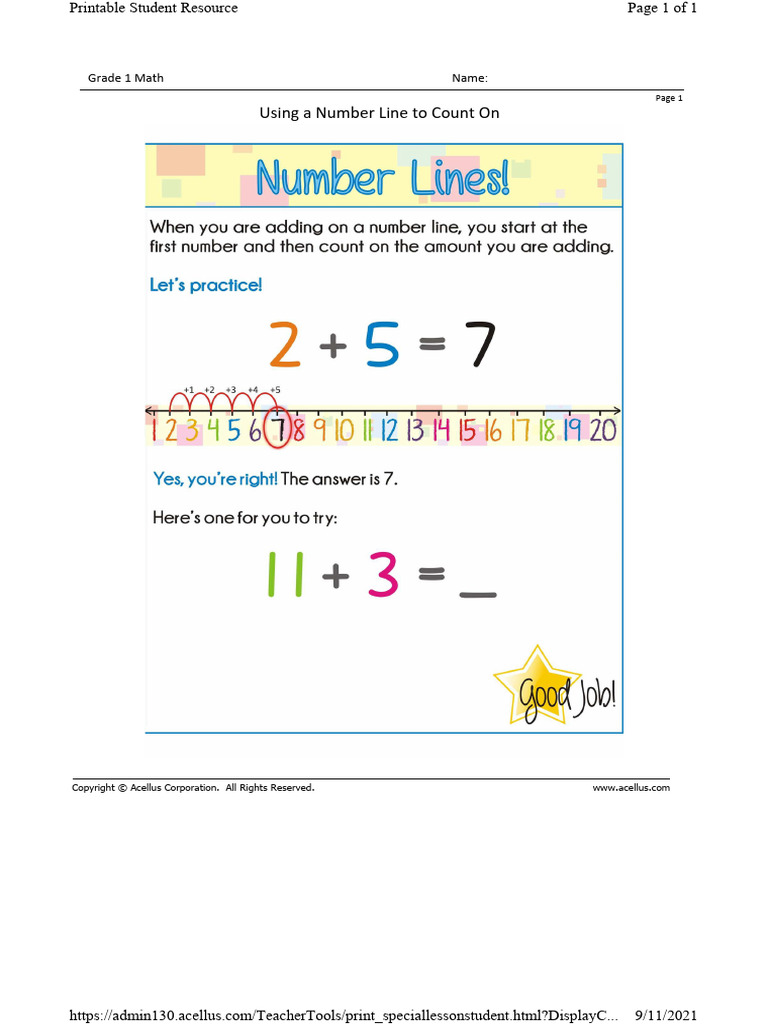 Math - WK 04 - 41. Using A Number Line To Count On - HS | PDF