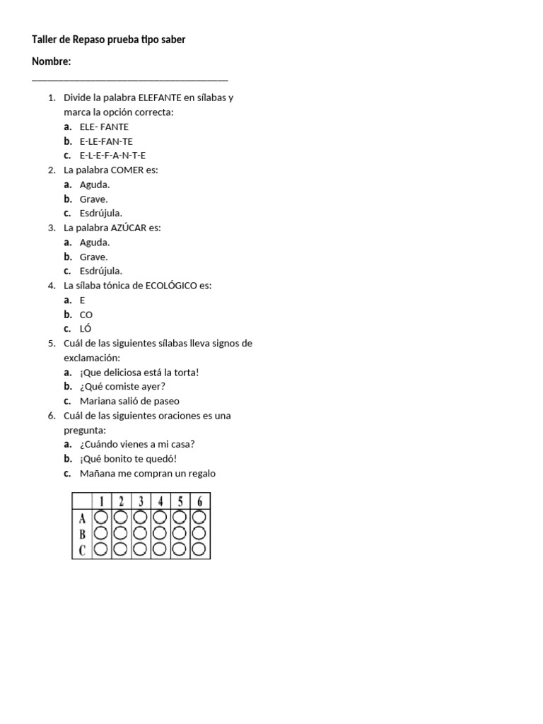 Taller de Repaso prueba tipo saber | PDF