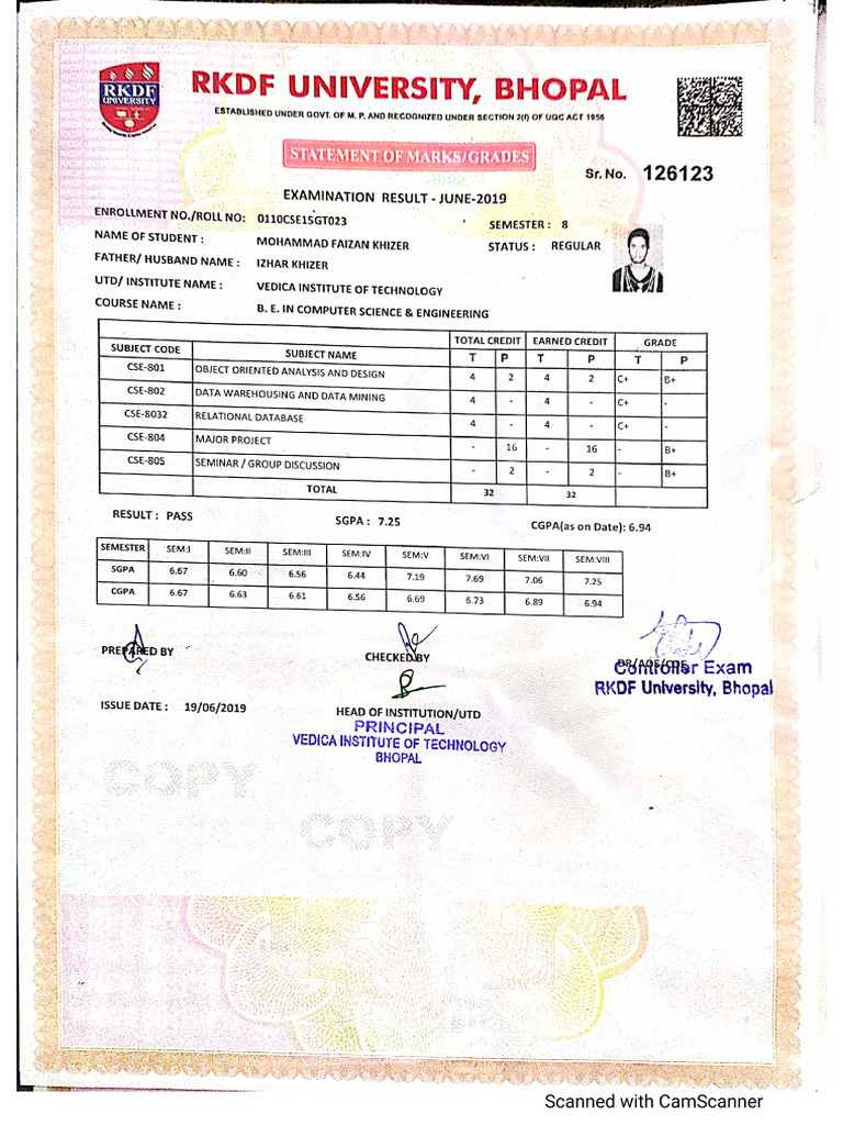Btech Marksheet | PDF