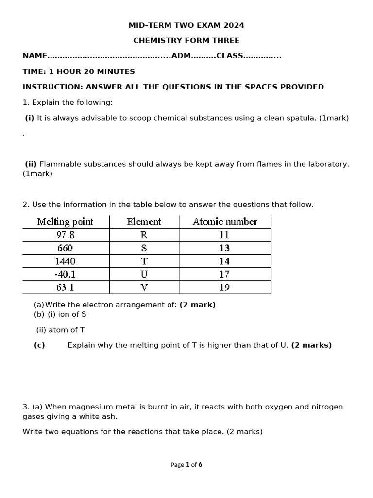 Chemistry F3 QS | PDF