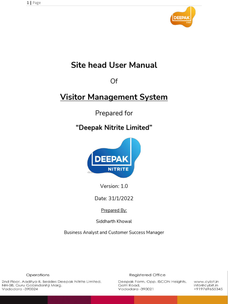 VMS Manual For Sitehead | PDF