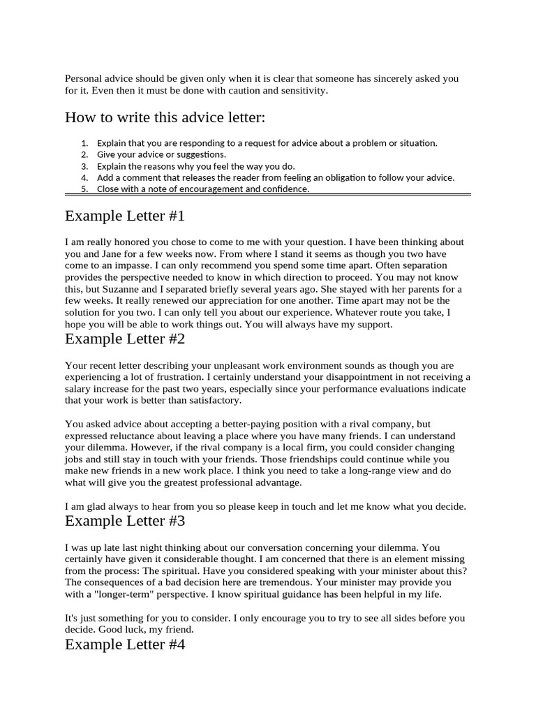 An Advice Letter | PDF