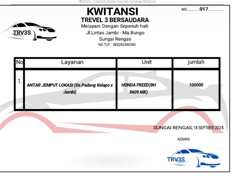 Nota Mobil Travel | PDF