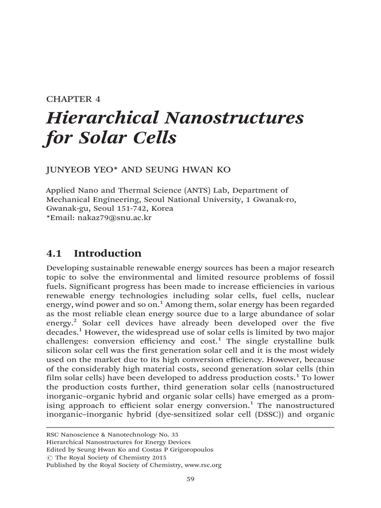 Hierarchical Nanostructures For Solar Cells | PDF