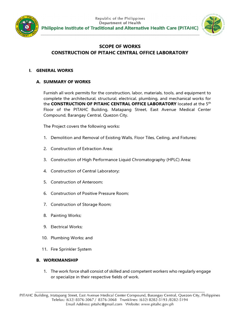 Final Scope of Works - LaboratoryV2 | PDF
