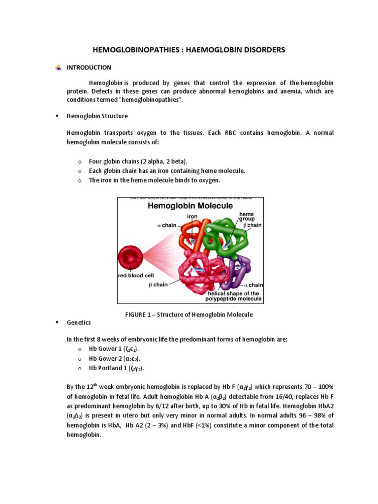 Hemoglobinopathies: Haemoglobin Disorders