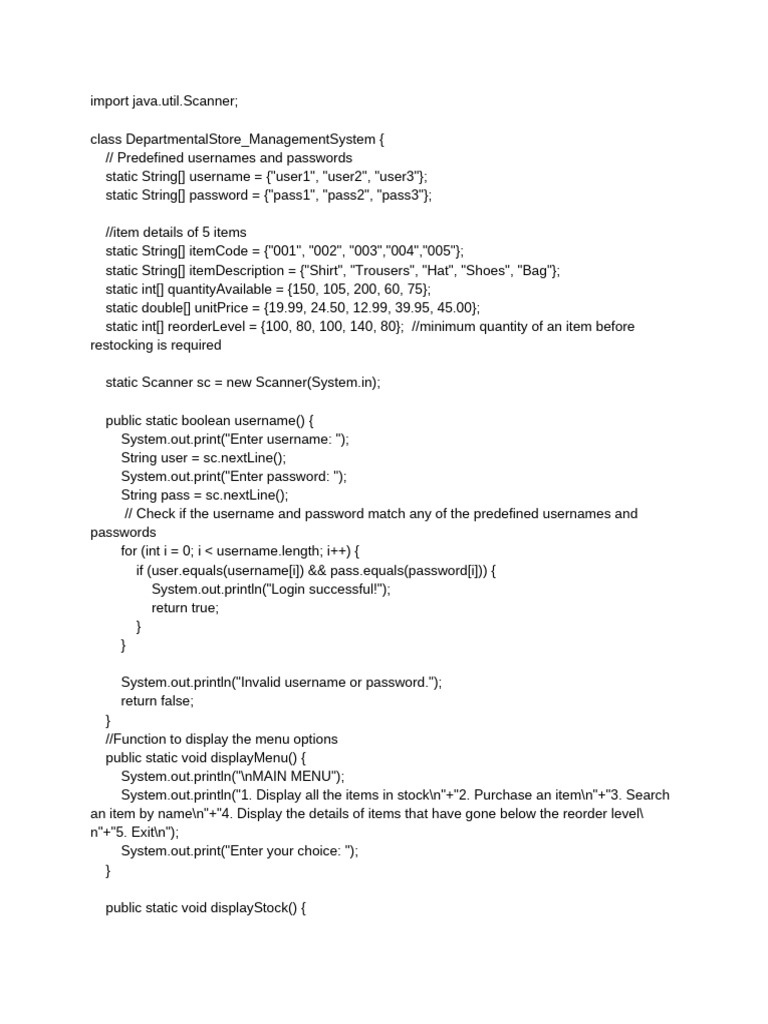 Department Store Management System Namya Bajaj 10k Pdf