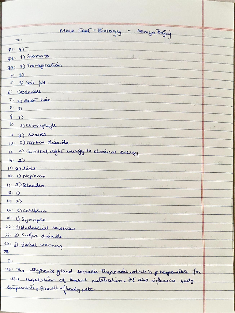 Biology Mock Test | PDF