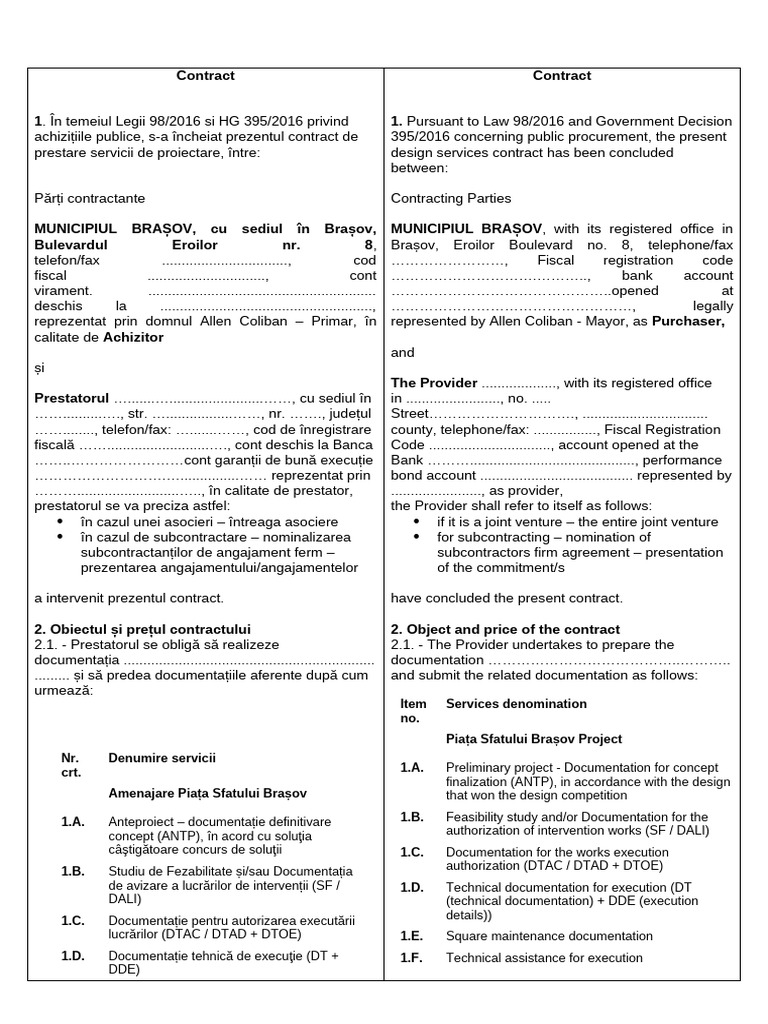 2.5 Model Contract Servicii Proiectare | PDF