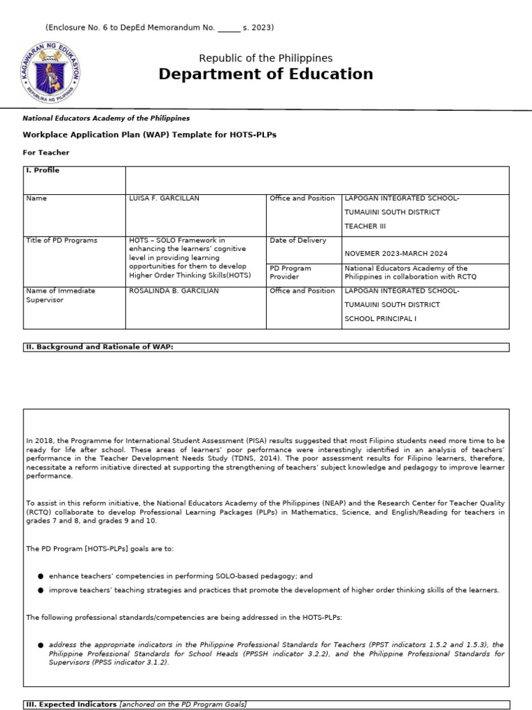 WAP For Teachers - LUISA F. GARCILLANLAPOGAN INTEGRATED SCHOOL TUMAUINI ...