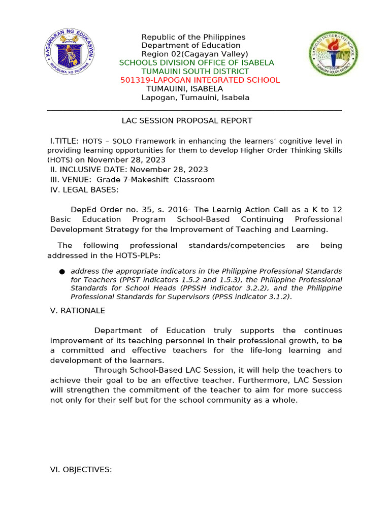 Schools Division Office of Isabela Tumauini South District: 501319 ...