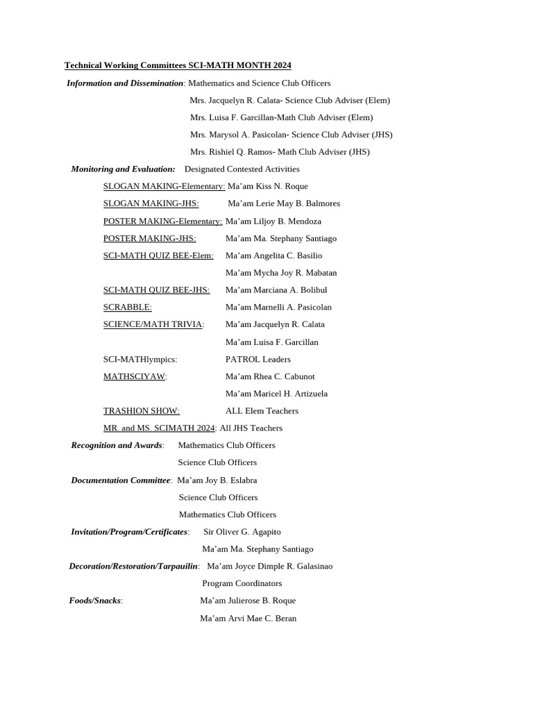 Technical Working Committees | PDF