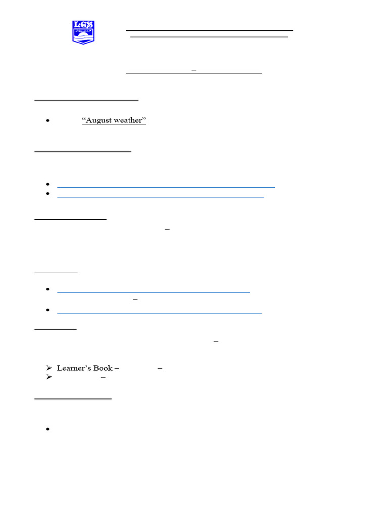 Grade III Weekly Projection Summary 19th August, 2024 - 23rd August ...