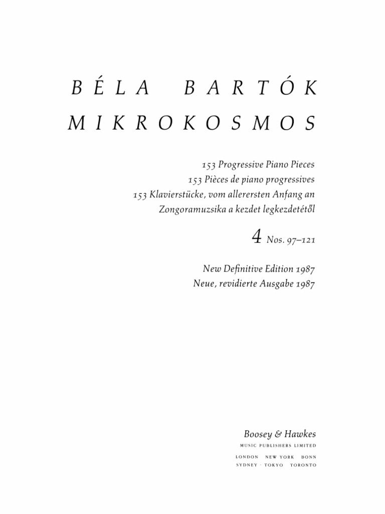 Bartók Mikrokosmos Sz.107 Book4 | PDF