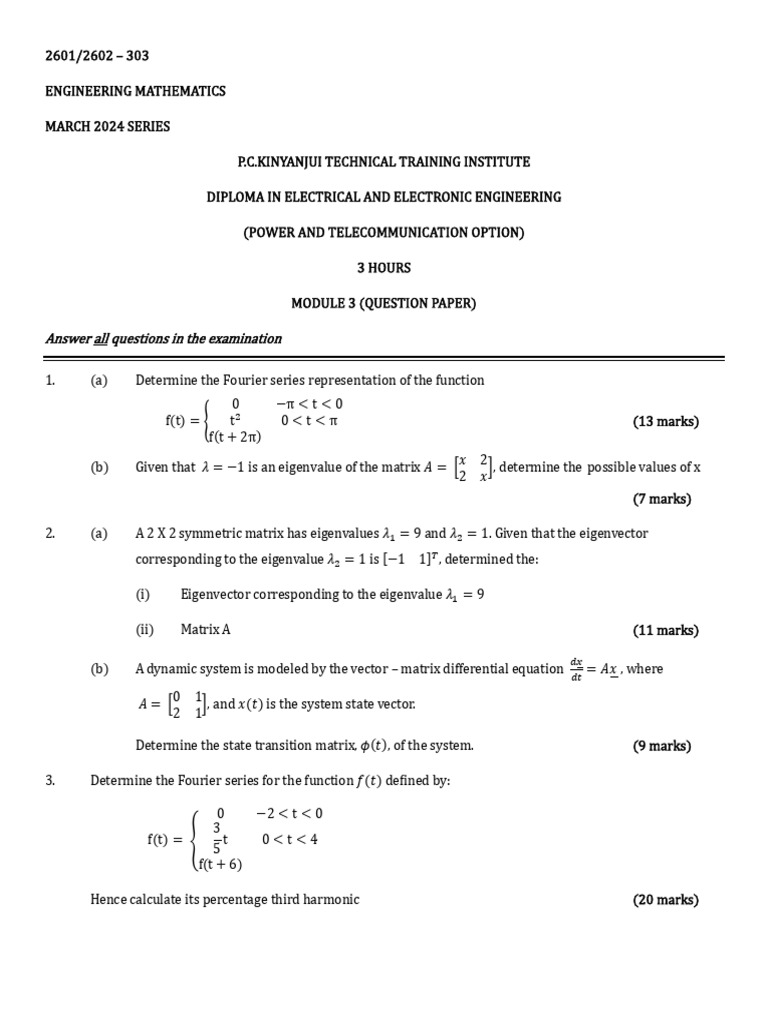 Mathematics End Term March 2024b | PDF