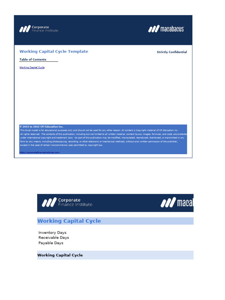 Working Capital Cycle Template | PDF