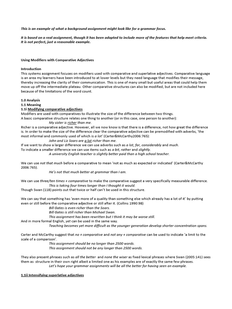 Example Using Modifiers With Comparative Adjectives | PDF