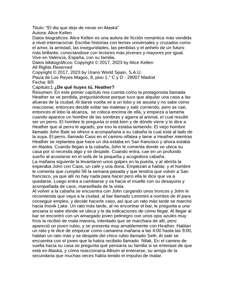 El Día Que Dejó de Nevar en Alaska | PDF | Novela negra, policíaca y ...