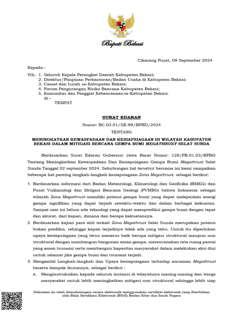 Surat Edaran Megathrust | PDF