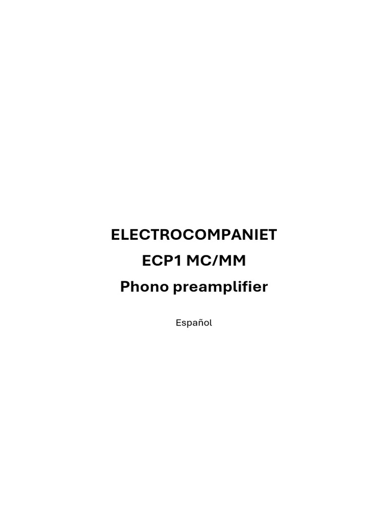 ELECTROCOMPANIET ECP1MC - MM Phono Preamplificador Español | PDF