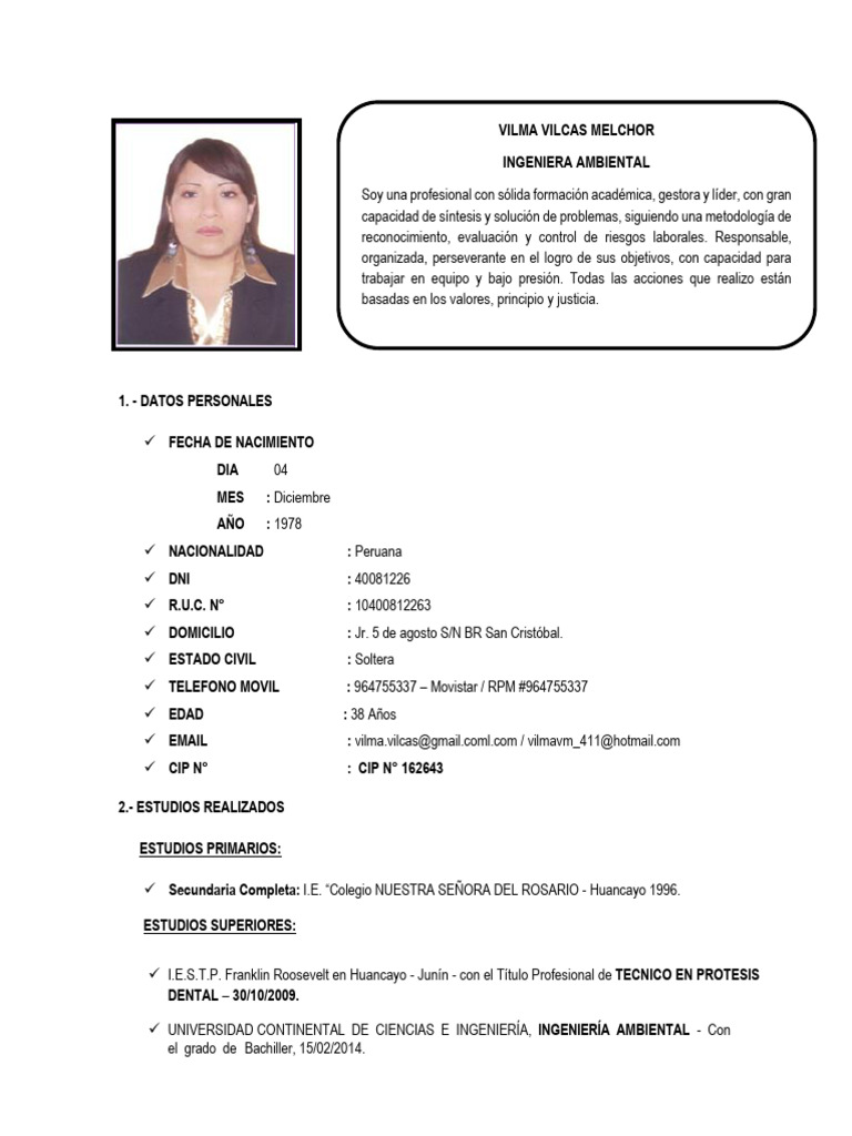 CV - Vilma Vilcas 2023 | PDF