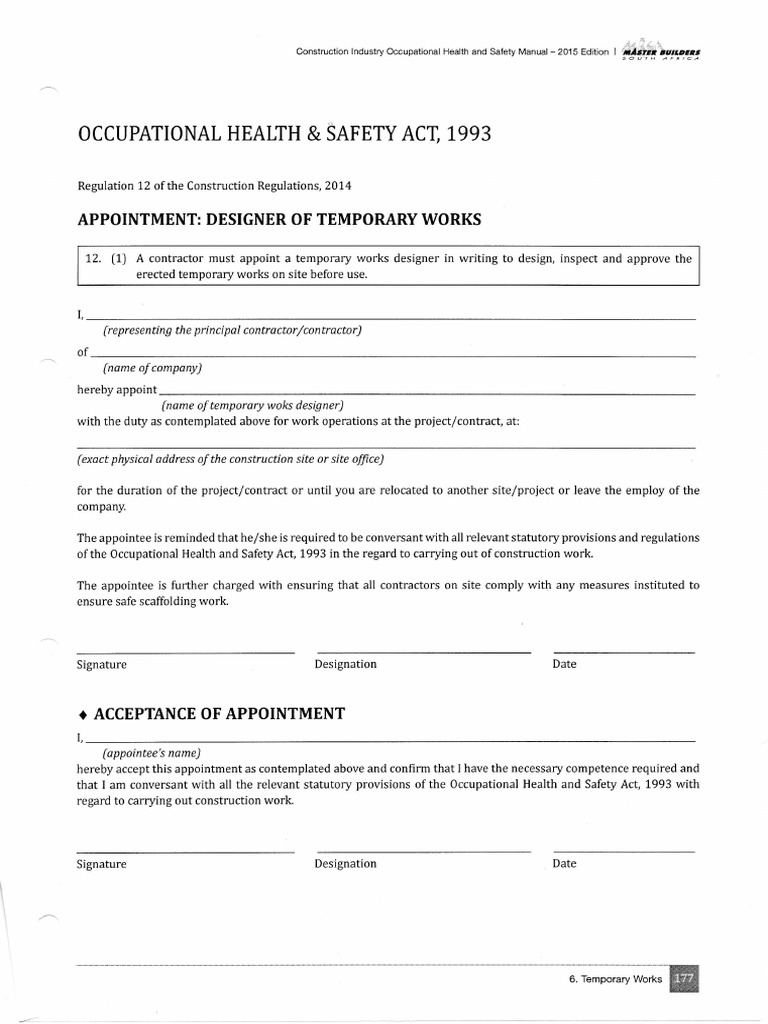 Appointment Designer of Temporary Works | PDF