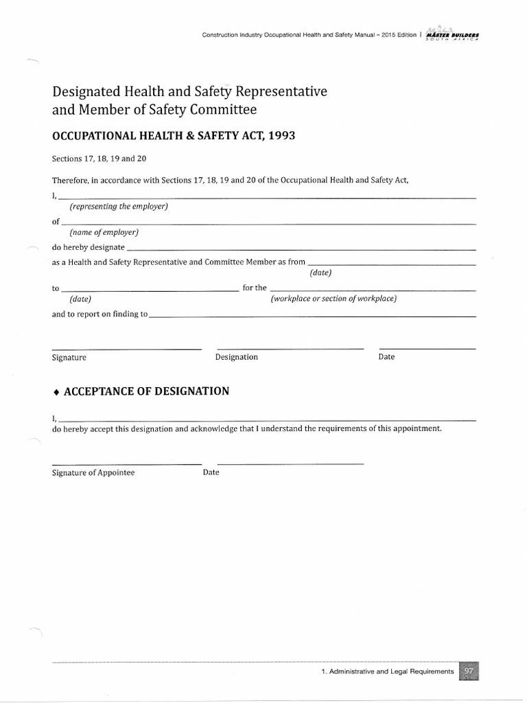 Appointment - Designated Health & Safety Rep. & Member of Safety ...