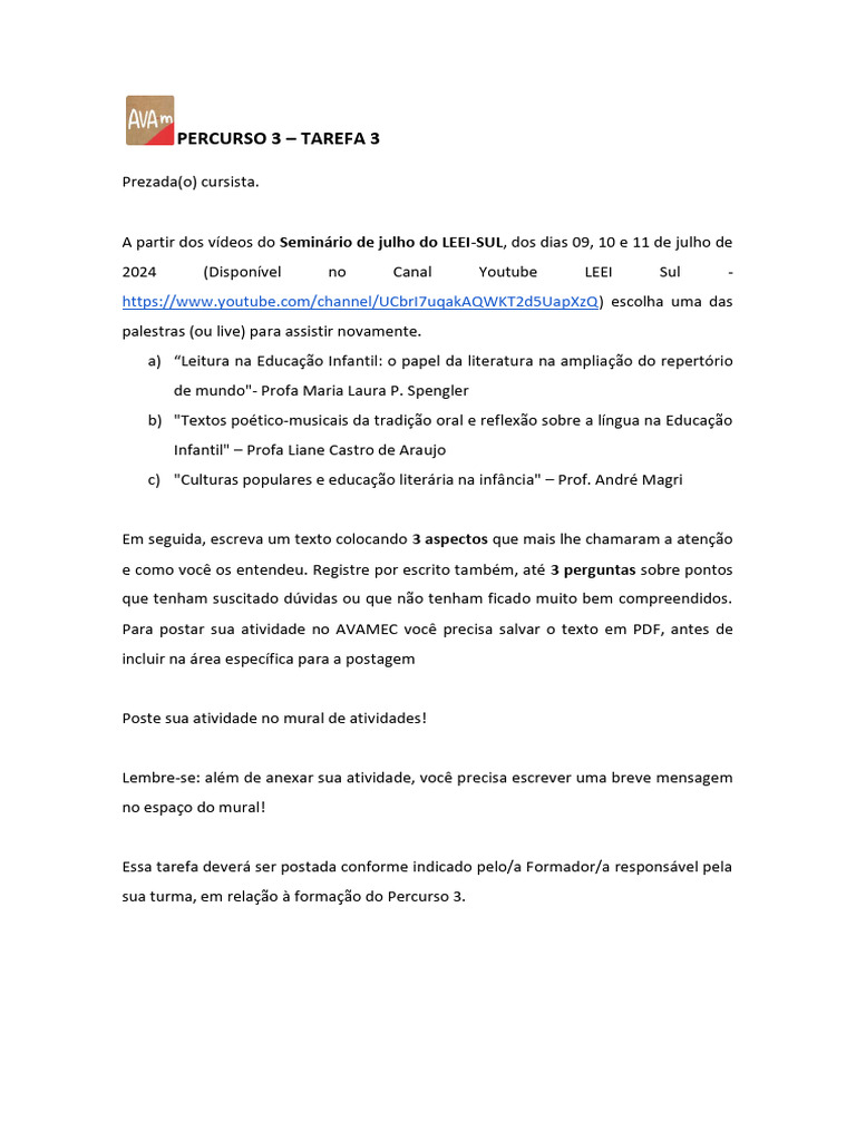 Tarefa - Percurso 3 | PDF