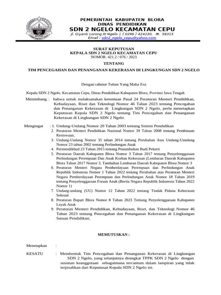 SK Pembentukan TPPK | PDF