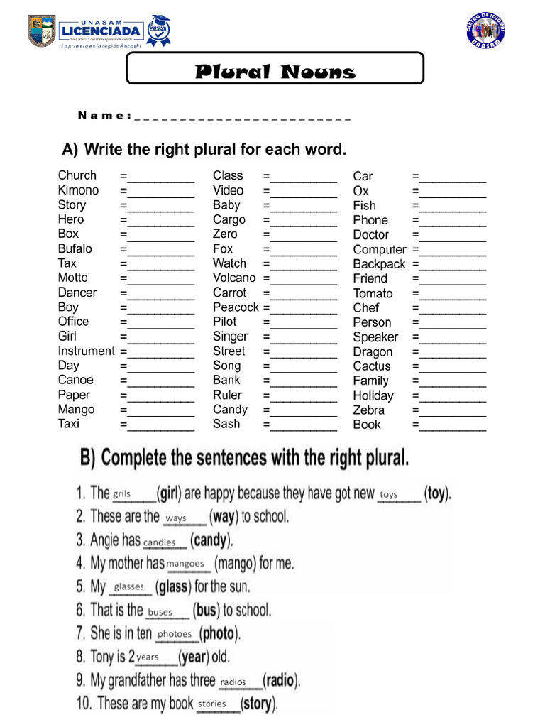 Lista de Sustantivos Plurales | PDF