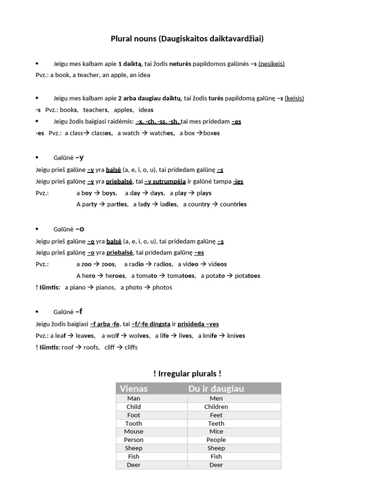 Plural Nouns | PDF