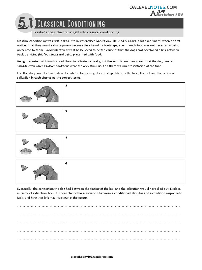 5.1 Classical Conditioning Worksheet | PDF
