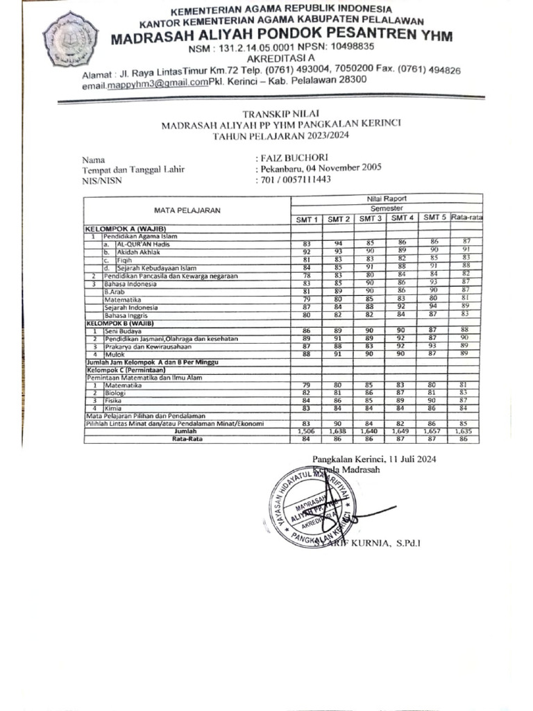 Transkrip Nilai-11072024-1041-12 | PDF