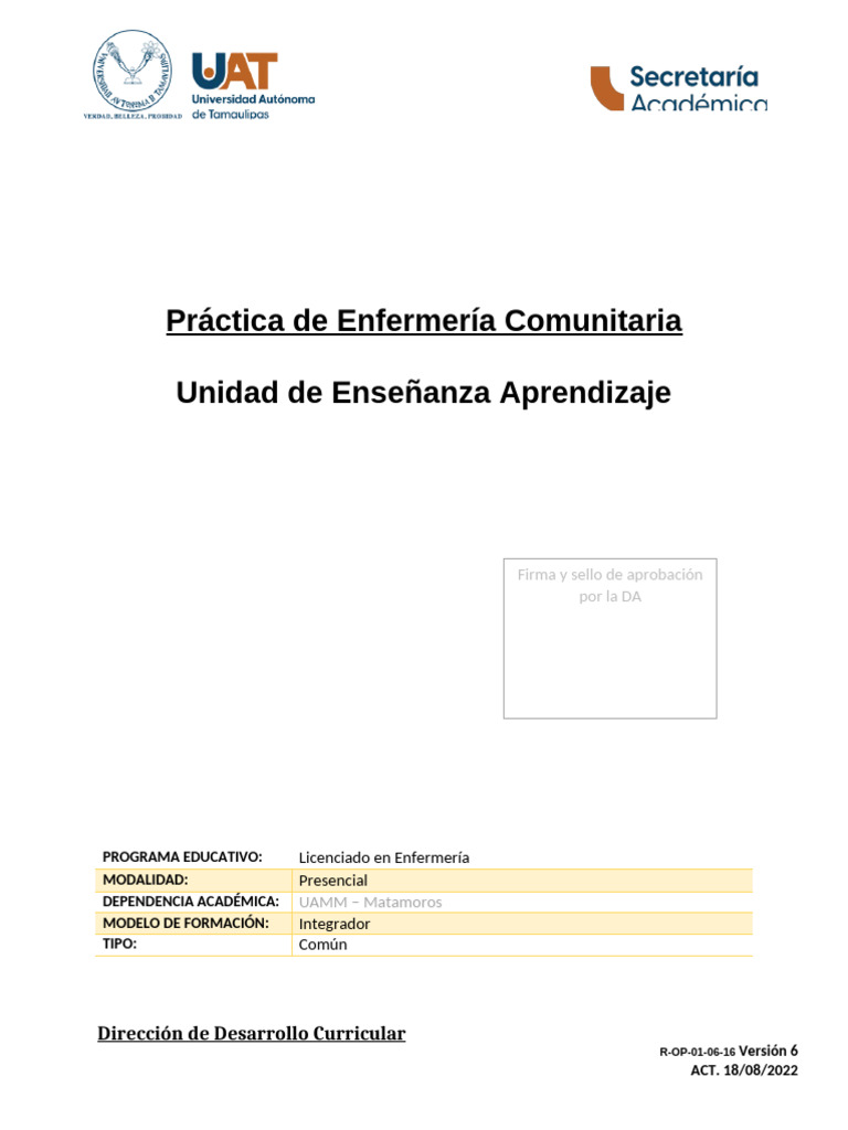 Programa Practica Profesional Enfermeria Comunitaria | PDF