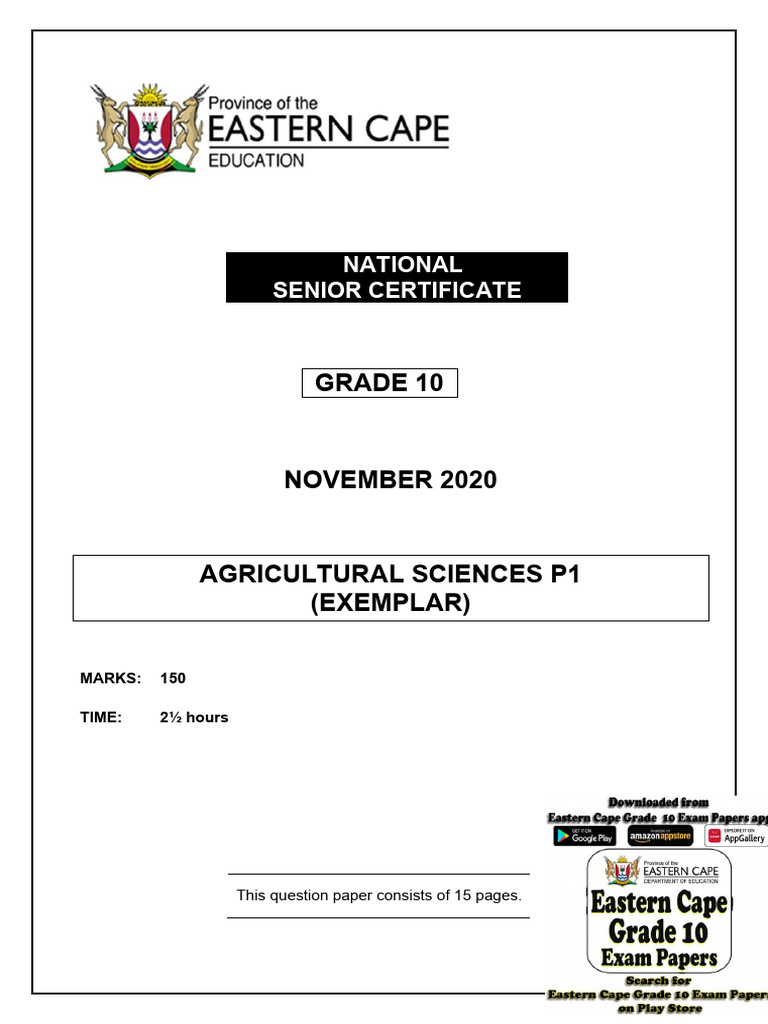 AGR SCIENCES P1 GR10 QP NOV2020 - English | PDF