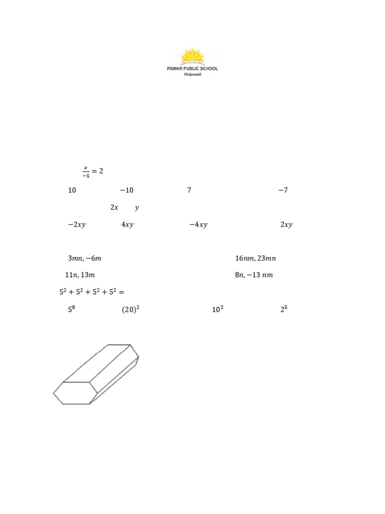 Math Revision Worksheet | PDF