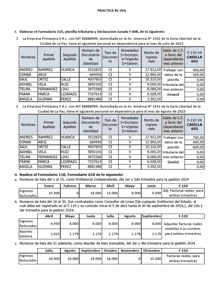 Practica RC IVA | PDF