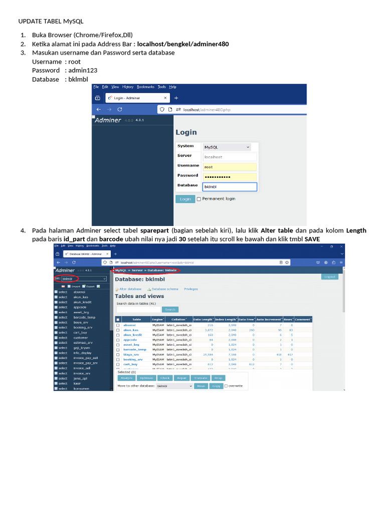 UPDATE TABEL MySQL | PDF