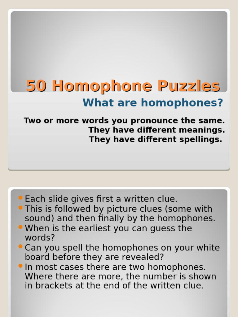 50 Homophone Puzzles | PDF