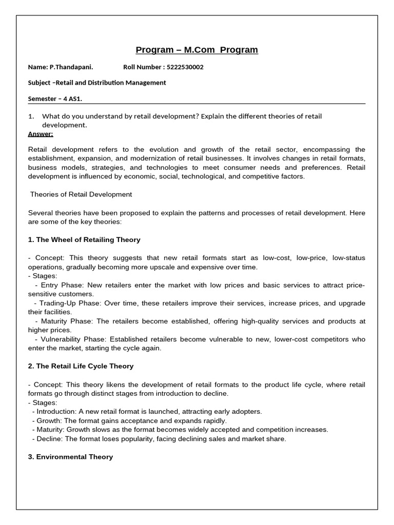 Retail and Distribution Management AS1 | PDF