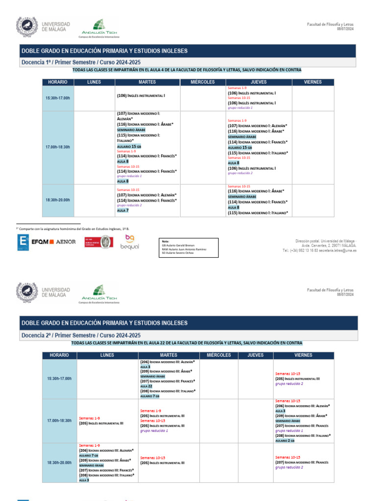 DOBLE EP+EEII (1r Semestre) CON AULAS | PDF