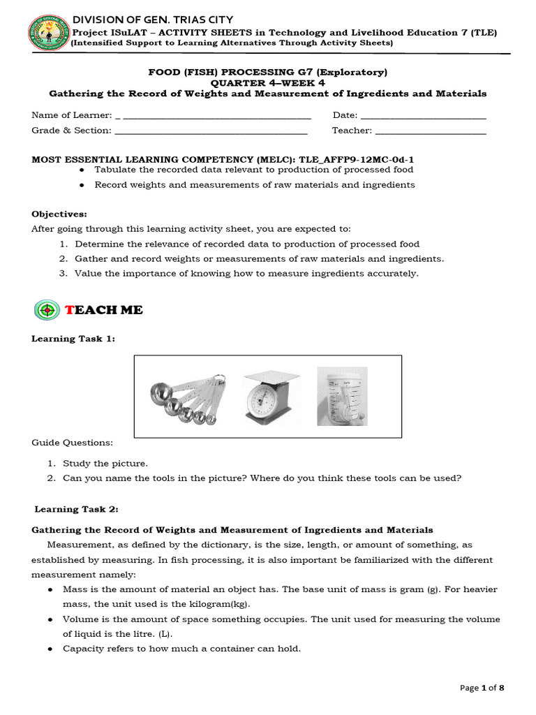 Tle7 - As - Q4 - WK4 - Food Processing | PDF