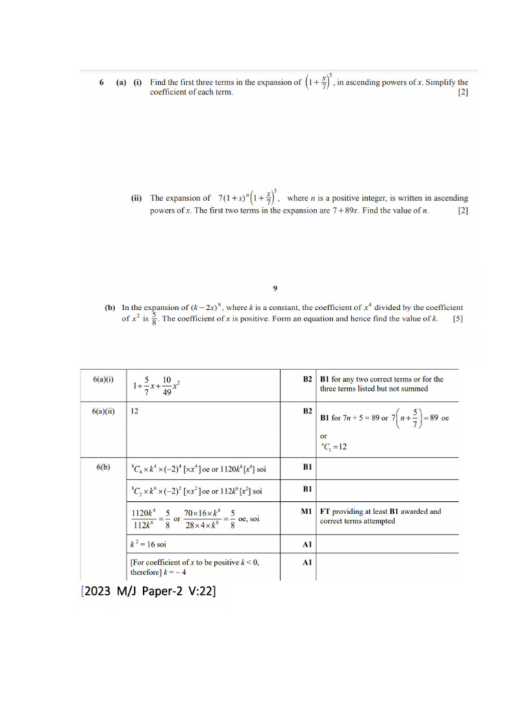 Add Maths - Binomial (Topical Questions) 2023-2019 | PDF