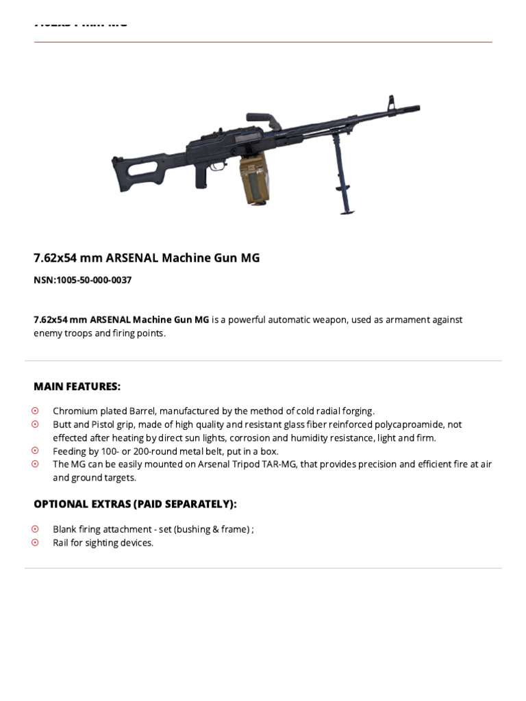 7.62x54 mm Arsenal Machine Gun Data | PDF | Gun Barrel | Cartridge ...