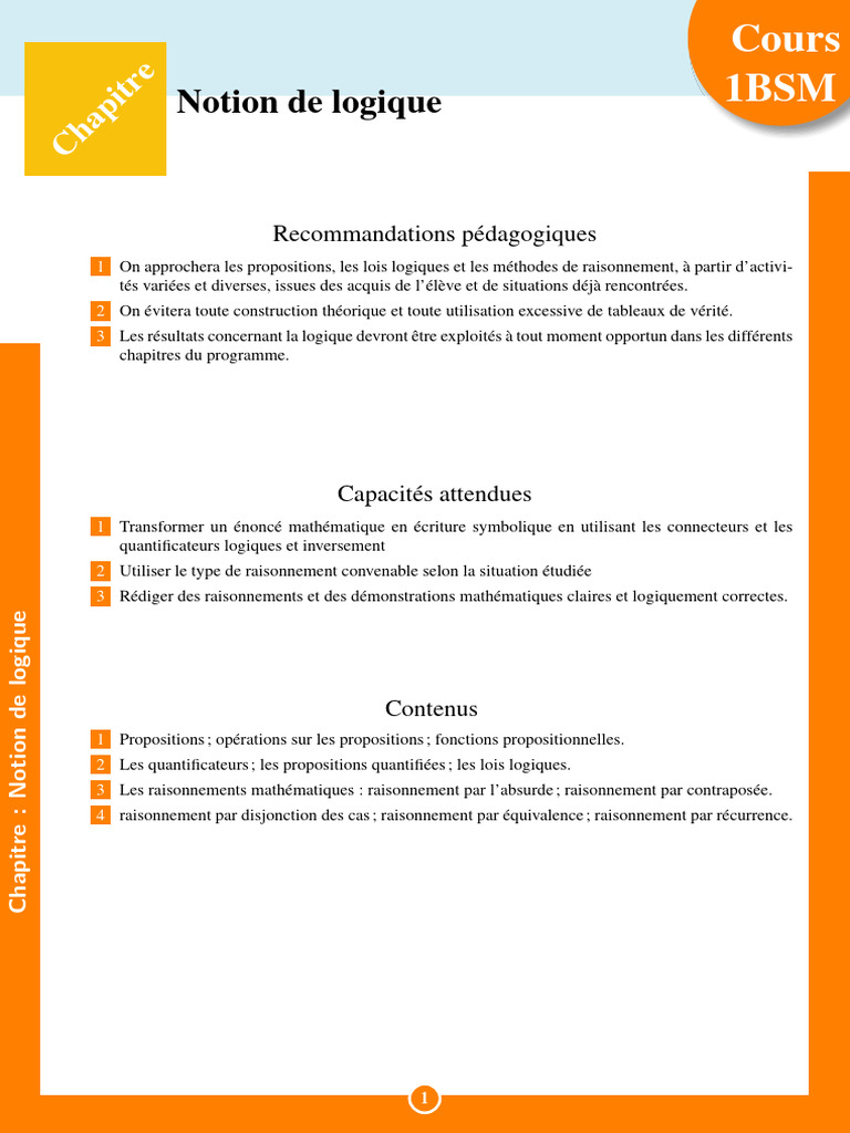 01 Notion de Logique Cours Steinmaths 1 | PDF