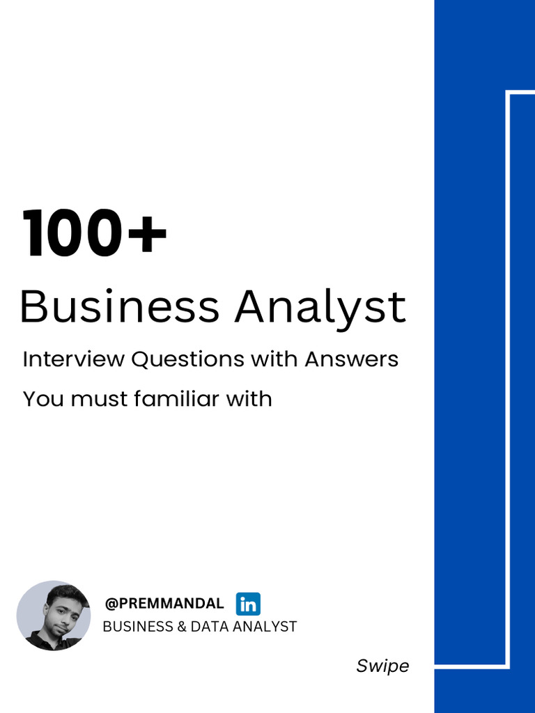 100 Business Analyst Interview Questions 1714682638 | PDF | Business Process | Business Analysis
