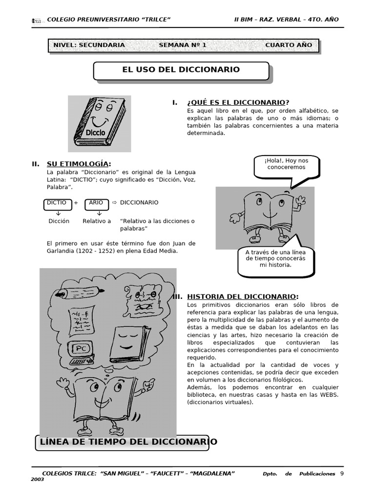 4to. año - RV - Guía 1 - El uso del diccionario | PDF