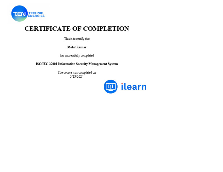 Certificate ISMS | PDF