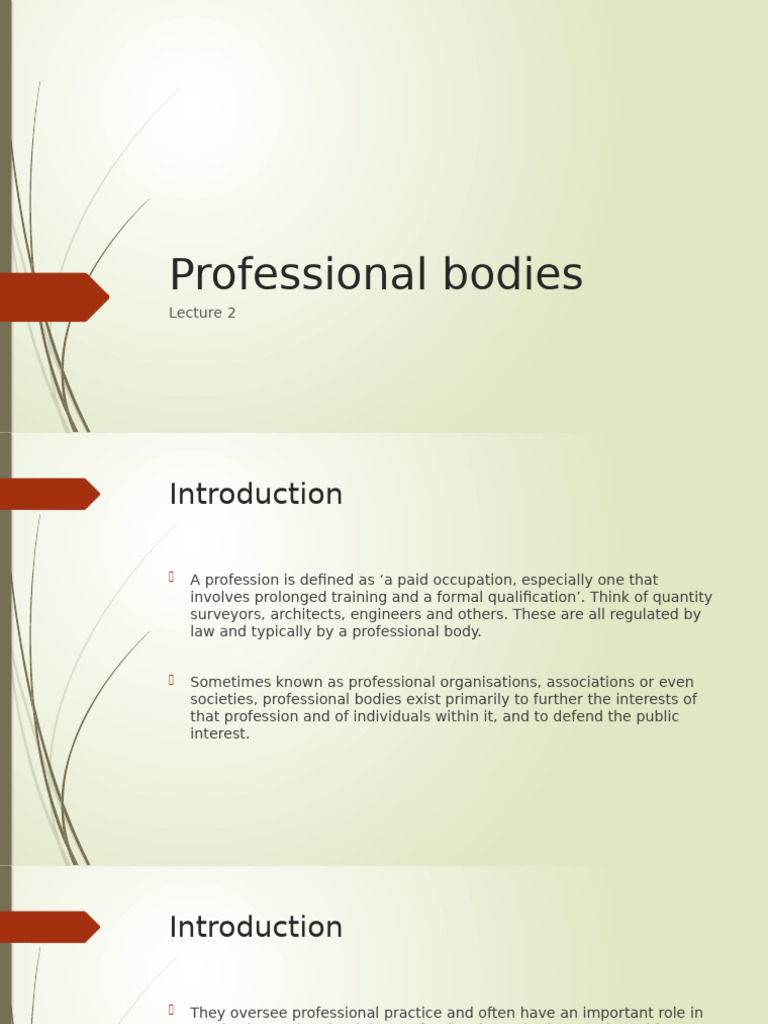 Lecture 2 Professional - Bodies-1 | PDF